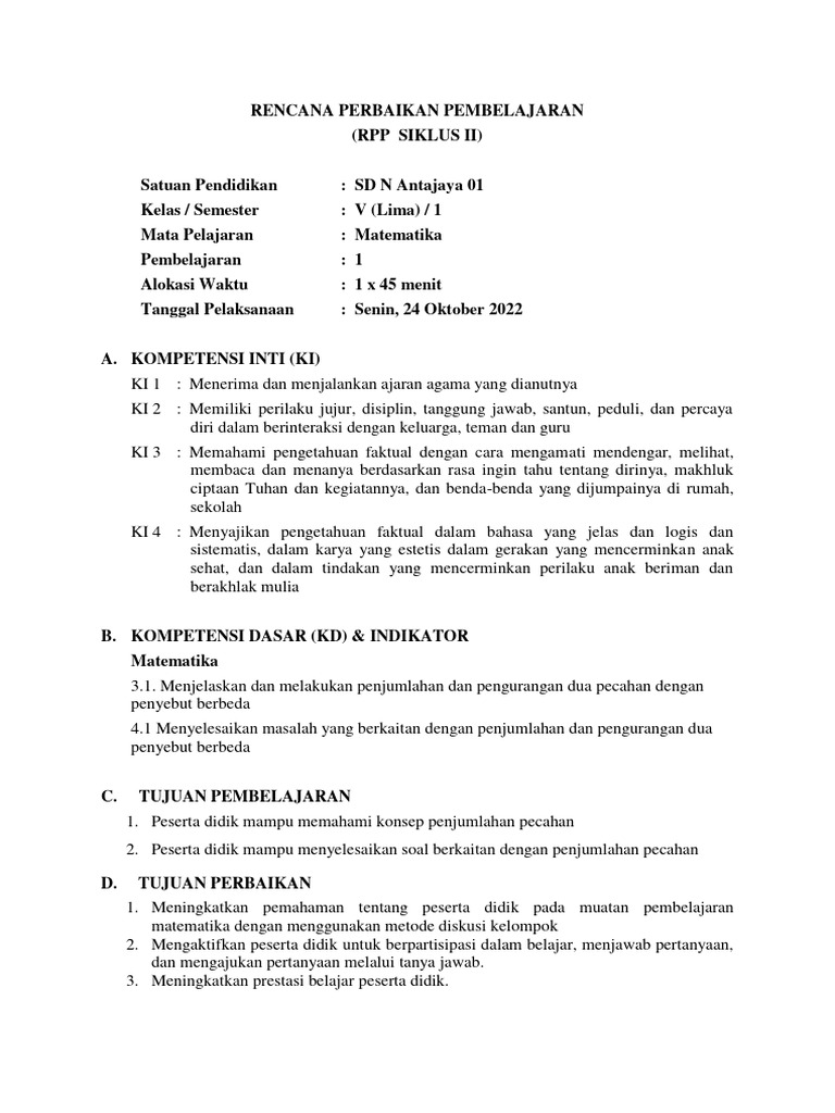 RPP Richa Siklus 2 | PDF