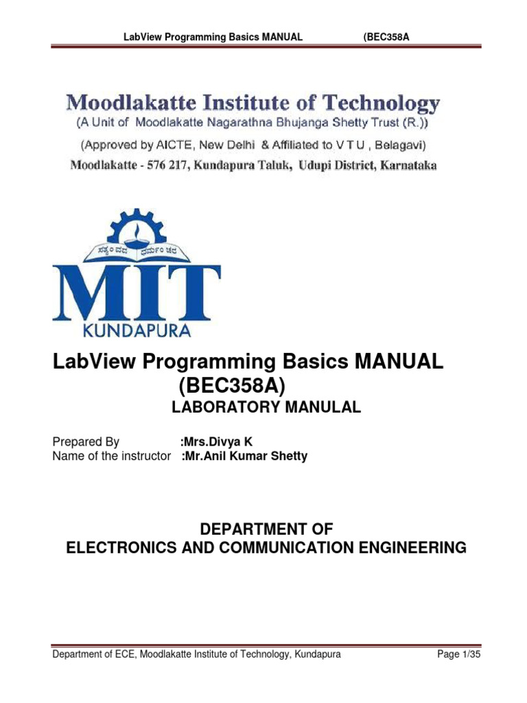 LabView Manual | PDF | Boolean Algebra | Teaching Mathematics