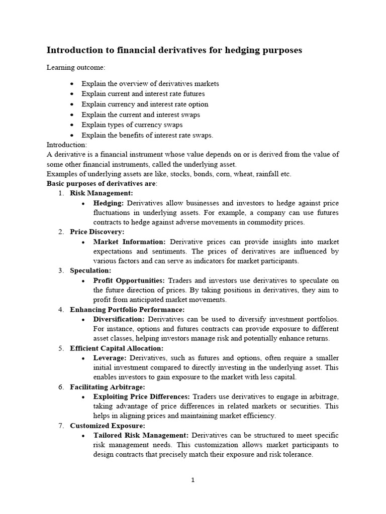 Derivatives For Hedging | PDF | Swap (Finance) | Option (Finance)