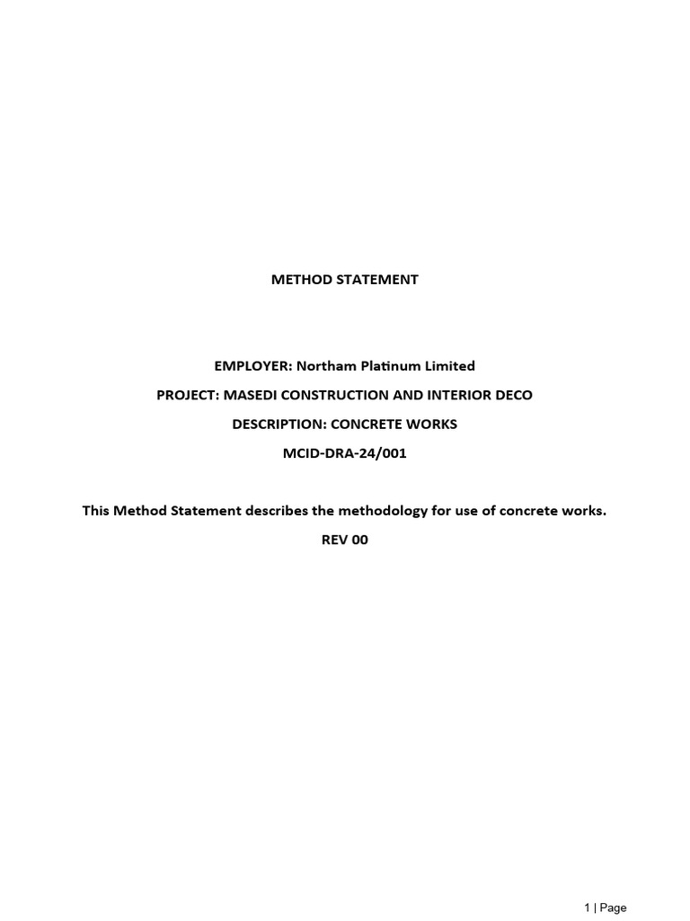 Concrete Method Statement-2024 Version | PDF | Personal Protective ...
