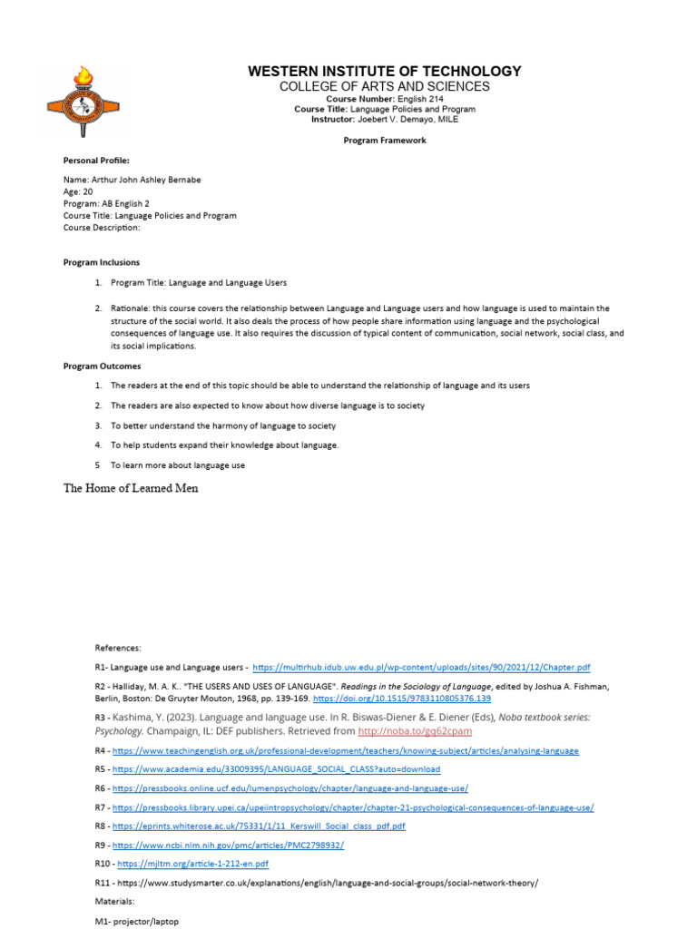 Program Framework | PDF | Human Communication | Cognition