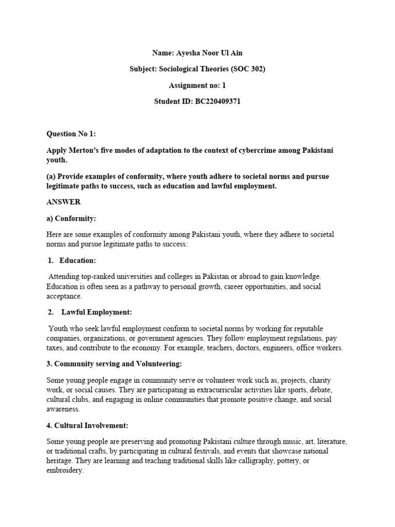 Assignment No 1 of Soc 302 | PDF | Cybercrime | Phishing