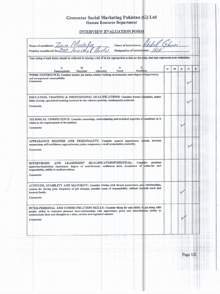 5.1 - Evaluation Form - Zain | PDF