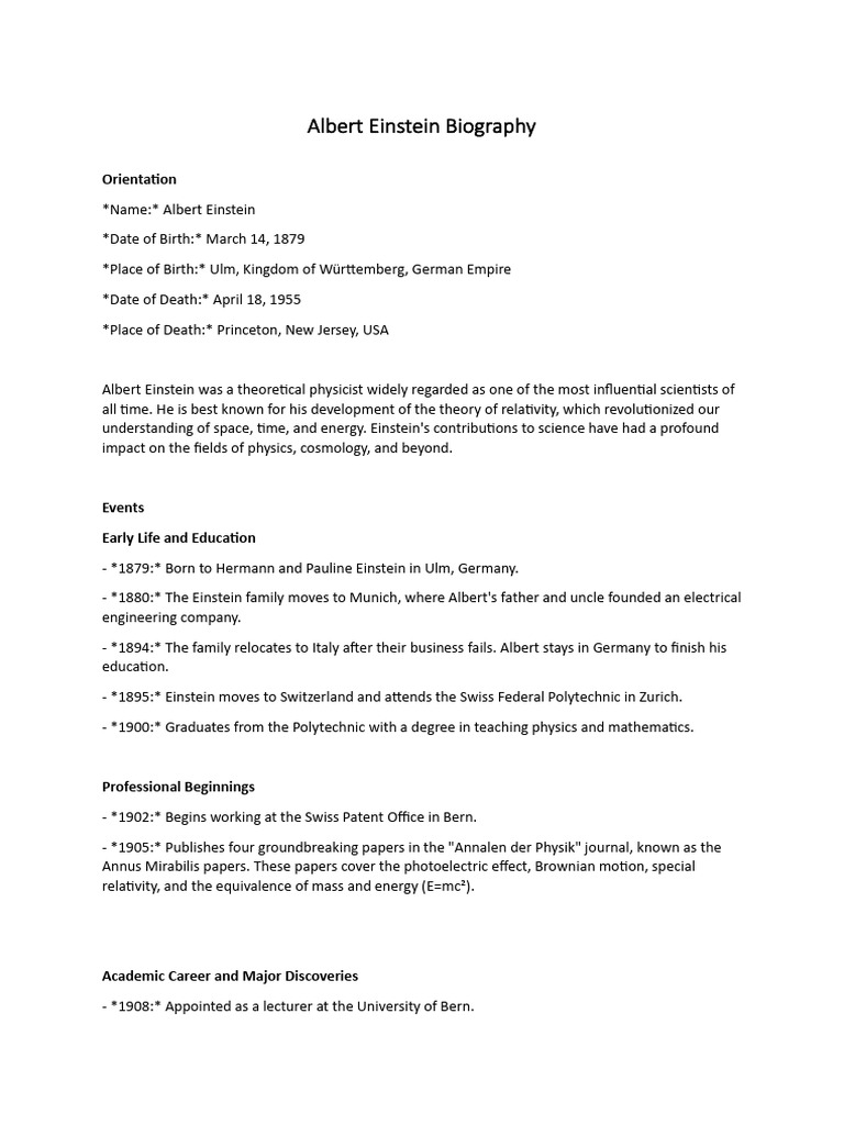 Albert Einstein Biography (Dibuka Di HP) | PDF | Albert Einstein | Theoretical Physics
