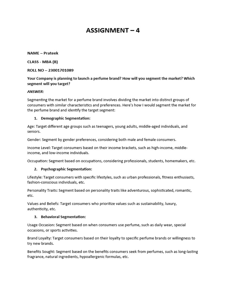 Assignment 4 MM | PDF | Brand | Market Segmentation