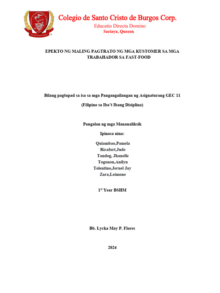 GEC11 Konseptong Papel Front Page 2 | PDF