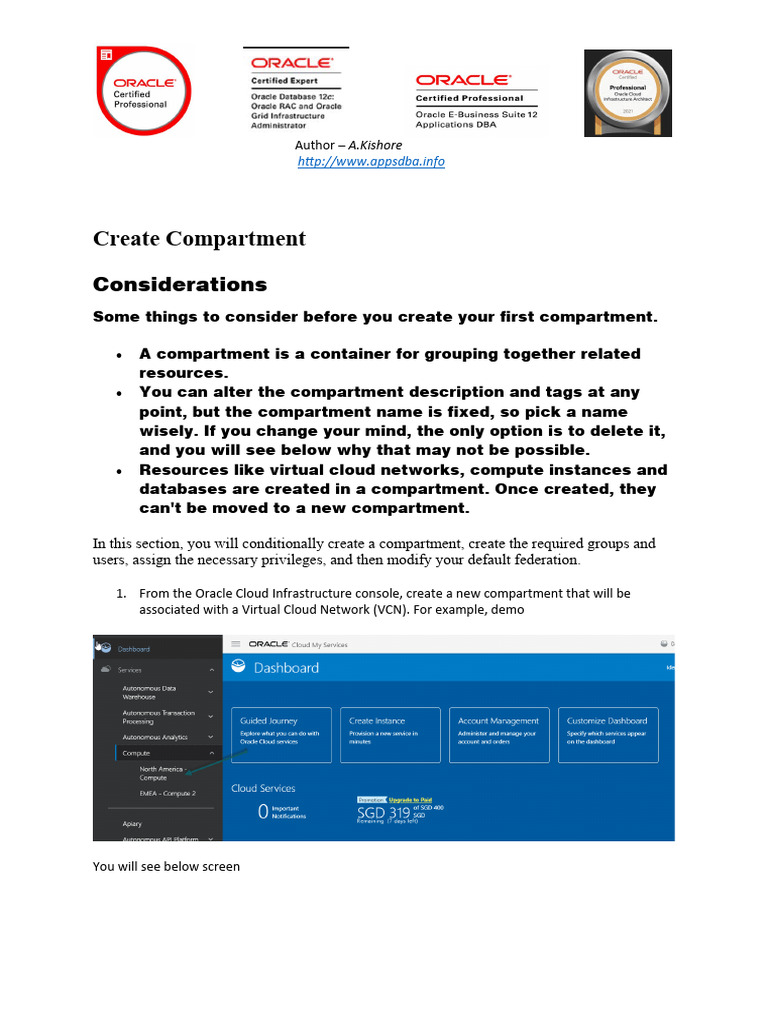 Oracle Cloud Compartment Setup Guide | PDF | Art | Computers