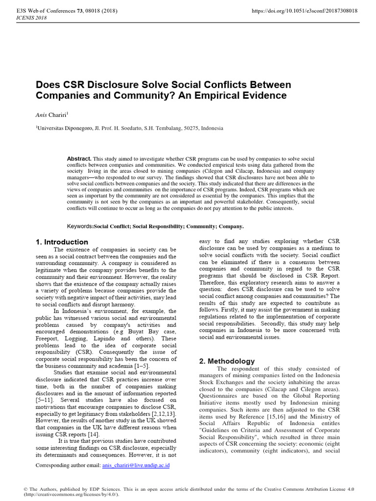 CSR Disclosure and Social Conflicts Analysis | PDF | Corporate Social ...