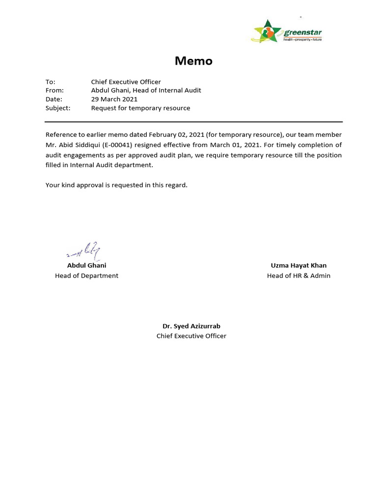 Memo Temporary Resource - 2 | PDF