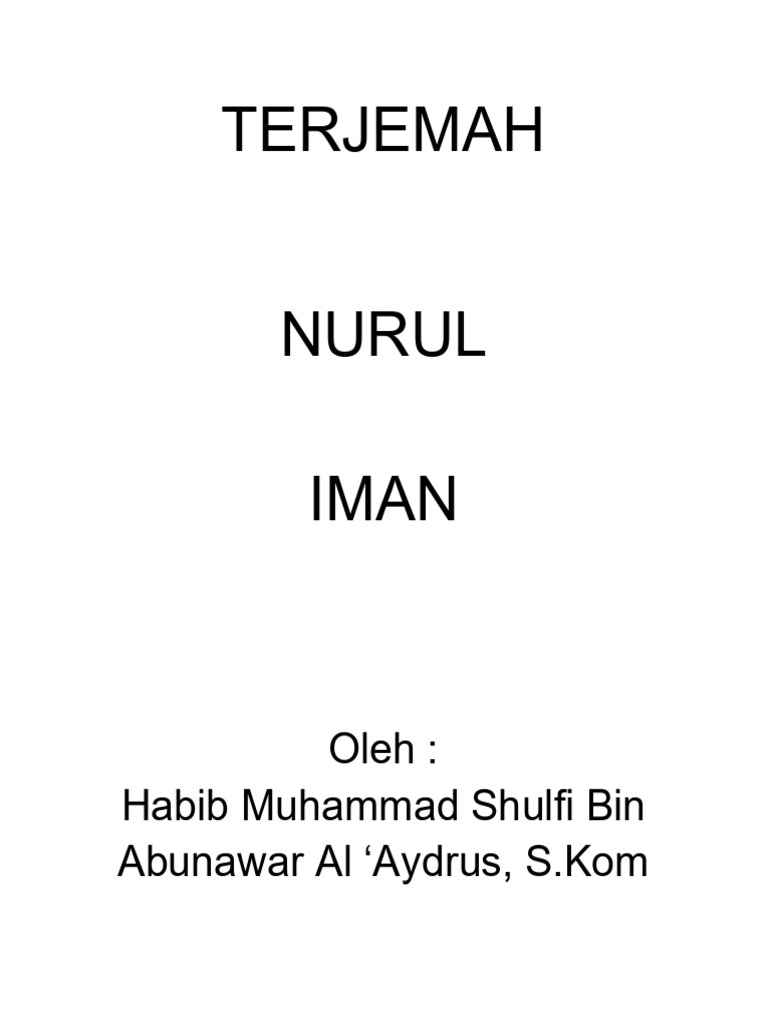 Terjemah Kitab Nurul Iman | PDF