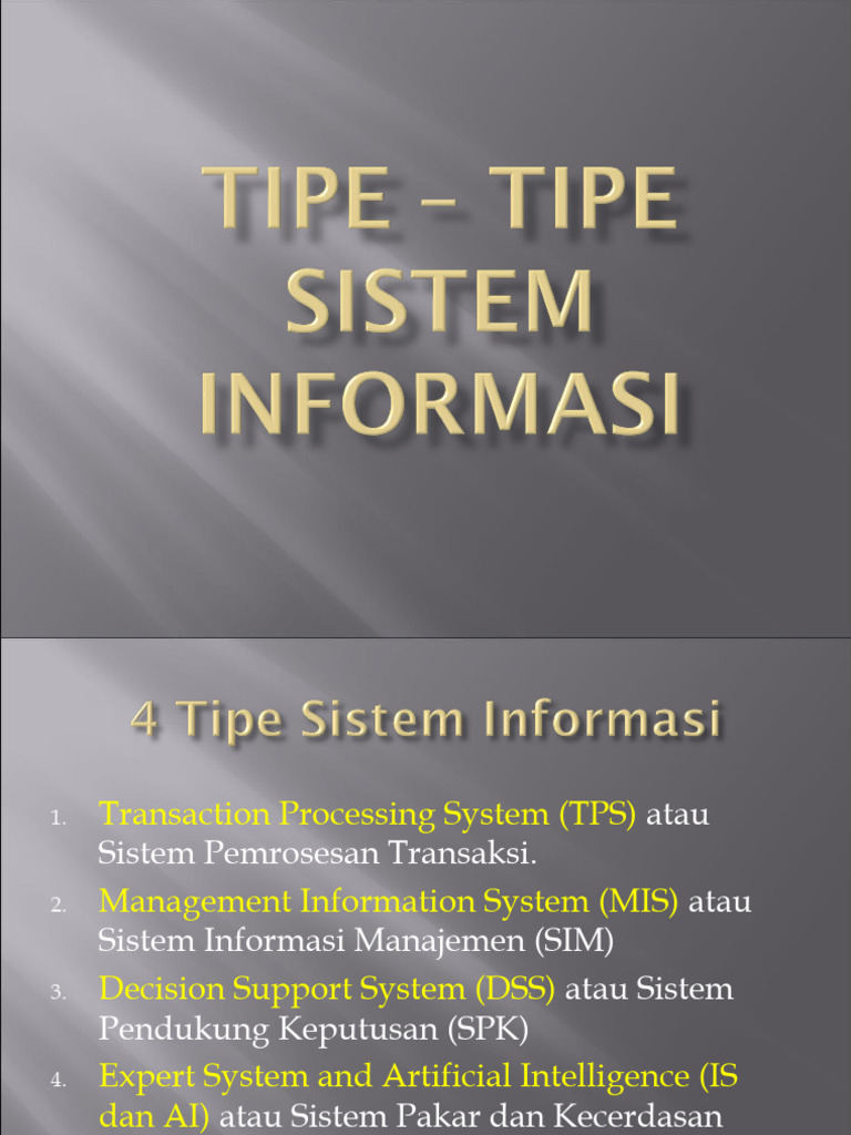 Tipe Tipe Sistem Informasi | PDF | Komputer