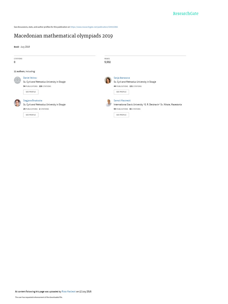 Mathematical Olympiads 2019 | PDF