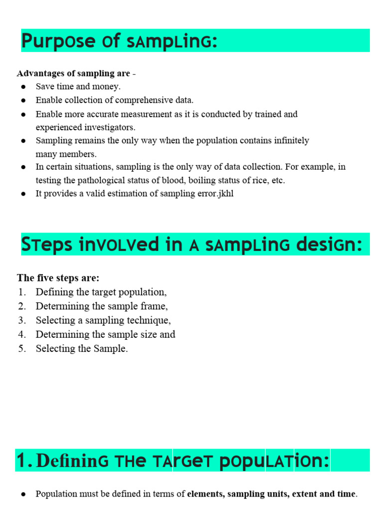 Sampling Methods and Design Steps | PDF | Sampling (Statistics ...