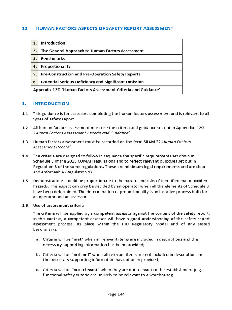 COMAH Human Factors Assessment Guide | PDF | Reliability Engineering ...