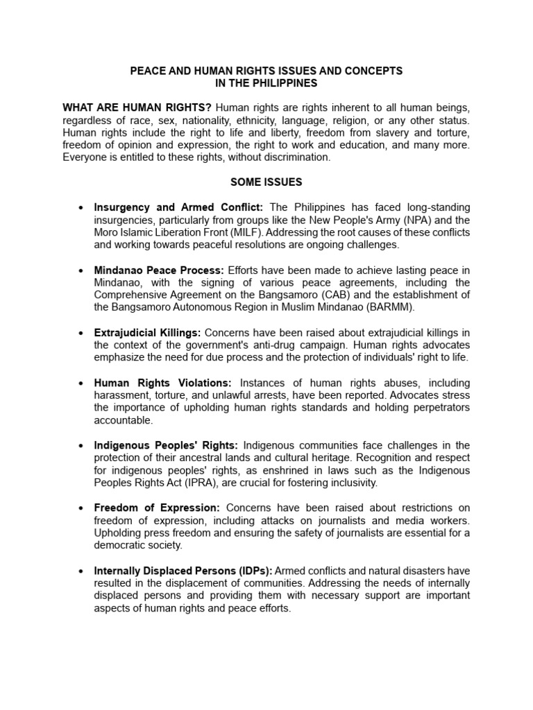 Peace and Human Rights Issues and Concepts | PDF | Human Rights ...