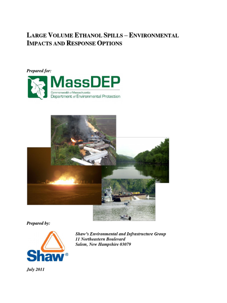 MDEP Ethanol Spill Response Report | PDF | Water | Gasoline