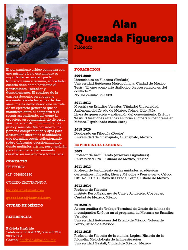 Alan Quezada Figueroa CV | PDF | México | Maestros
