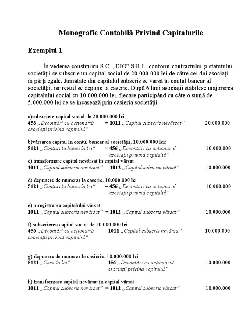 Monografie Contabila Privind Capitalurile