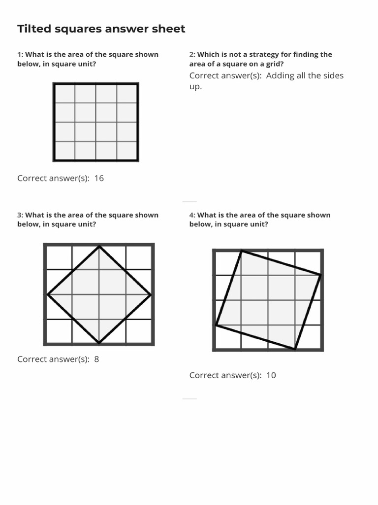Tilted Squares 6cv3er Exit Quiz Answers | PDF