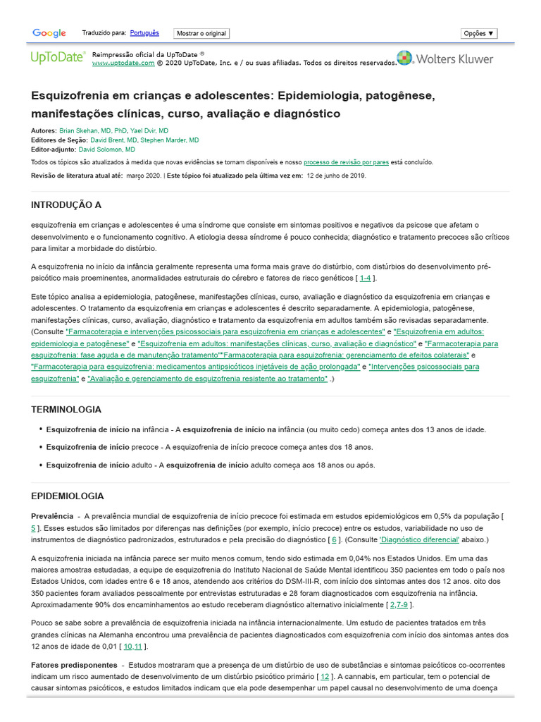 Schizophrenia in Children and Adolescents - Epidemiology, Pathogenesis ...
