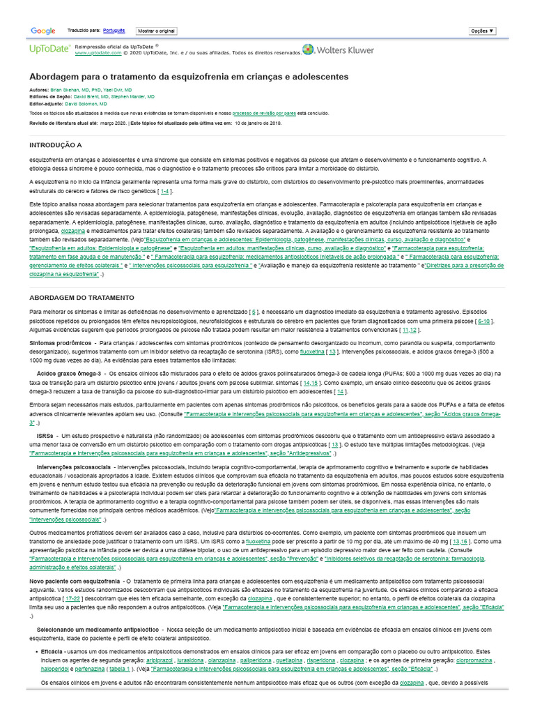 Approach To Treating Schizophrenia in Children and Adolescents ...