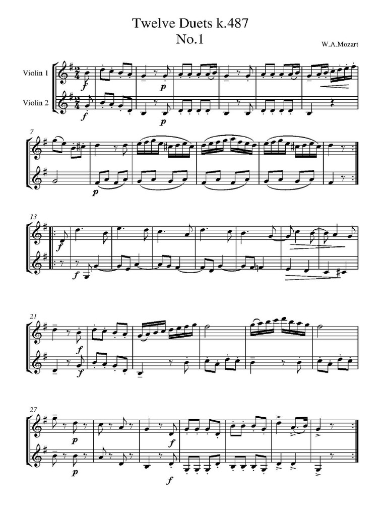 Mozart 12 Duets | PDF