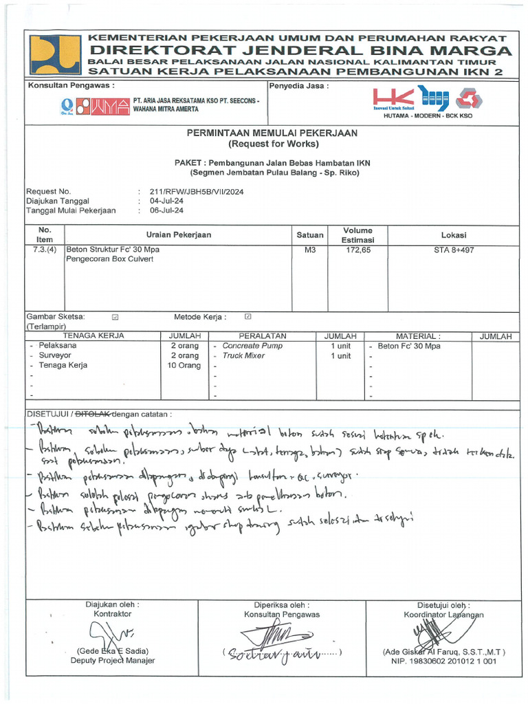211 - Beton Struktur FC' 30 Mpa Pengecoran Box Culvert STA 8+497 | PDF