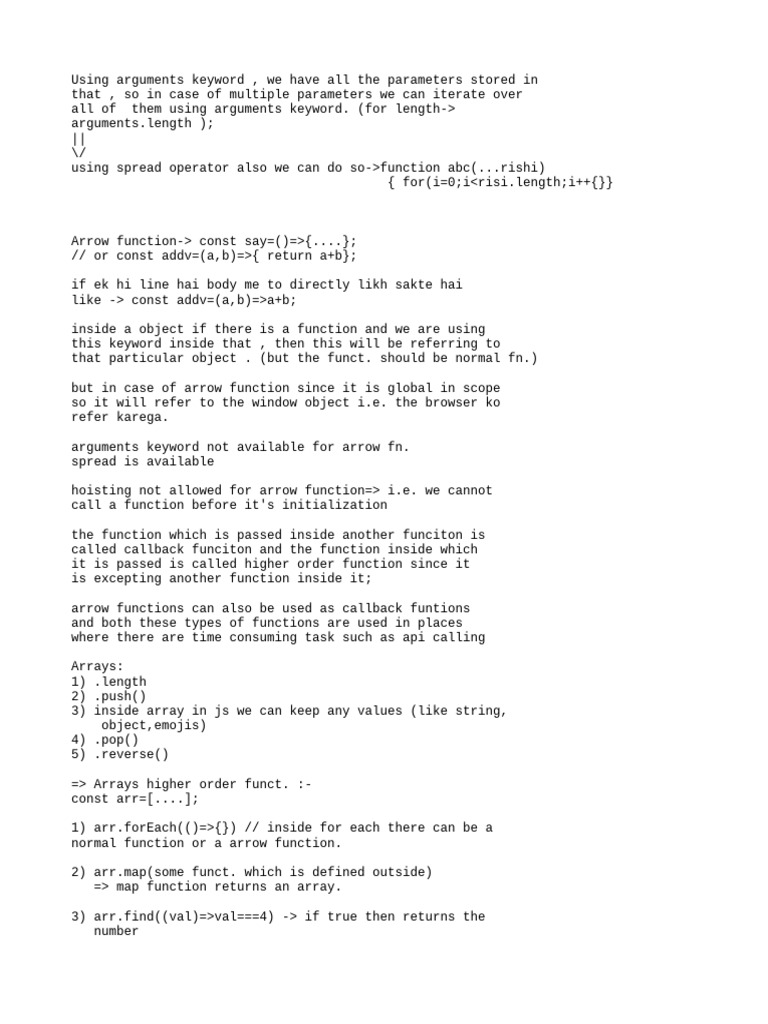 Js Notes Pdf Parameter Computer Programming Java Script 8890