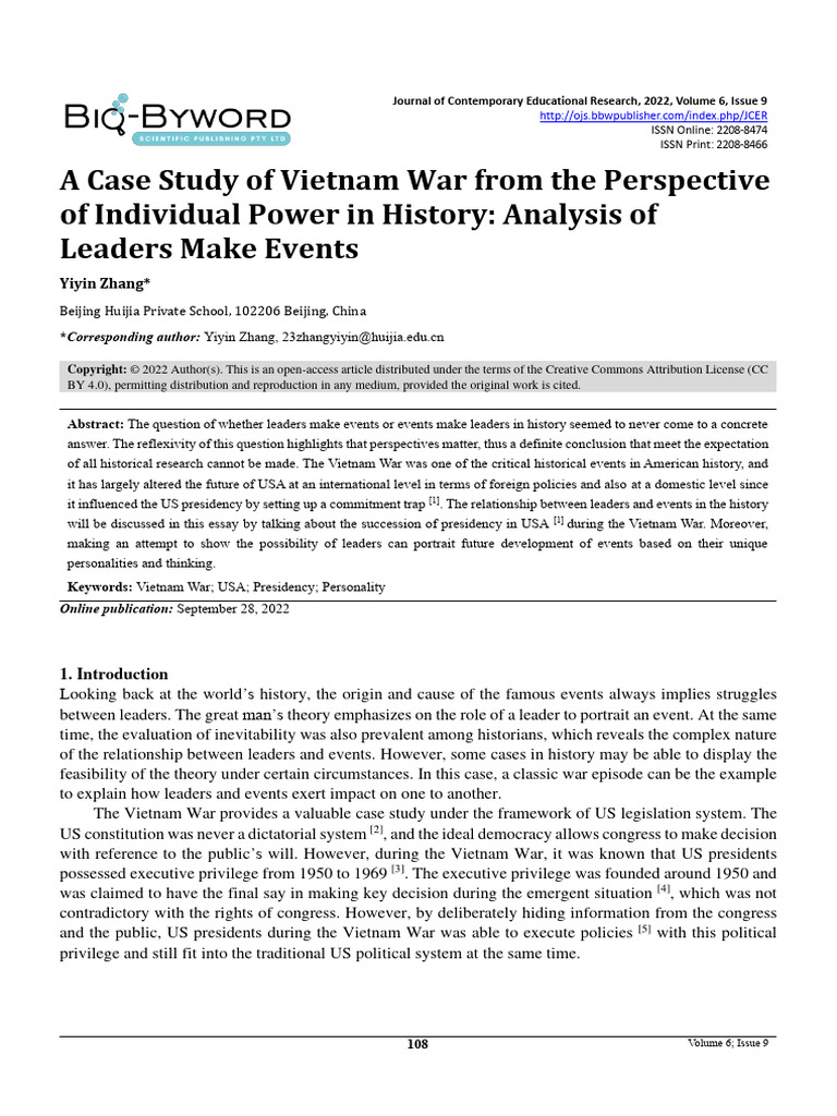 A Case Study of Vietnam War From The Perspective o | PDF | Vietnam War ...