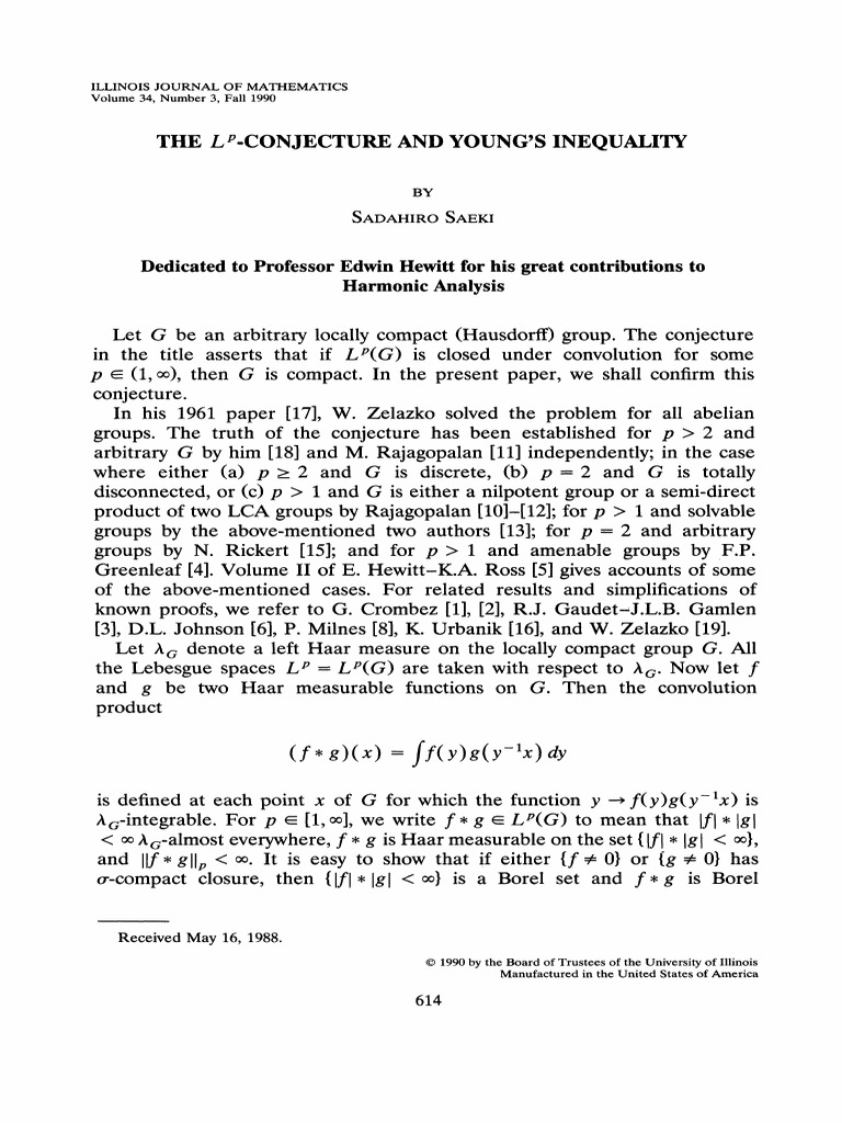 FF (Y) G (Y-Lx) : L'-Conjecture | PDF | Convolution | Compact Space