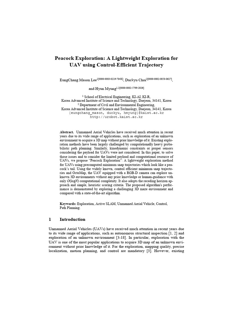 Peacock Exploration A Lightweight Exploration for | PDF | Unmanned Aerial Vehicle | System Of ...