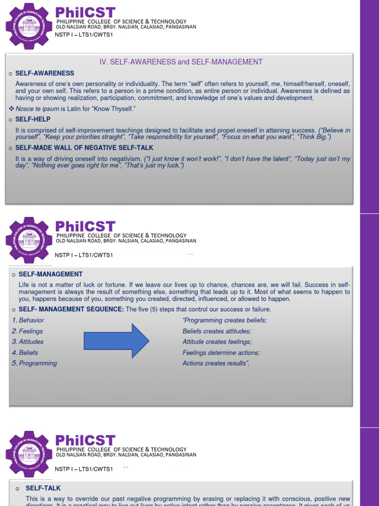 Module 4.1. Self Awareness and Self Management | PDF | Attitude ...