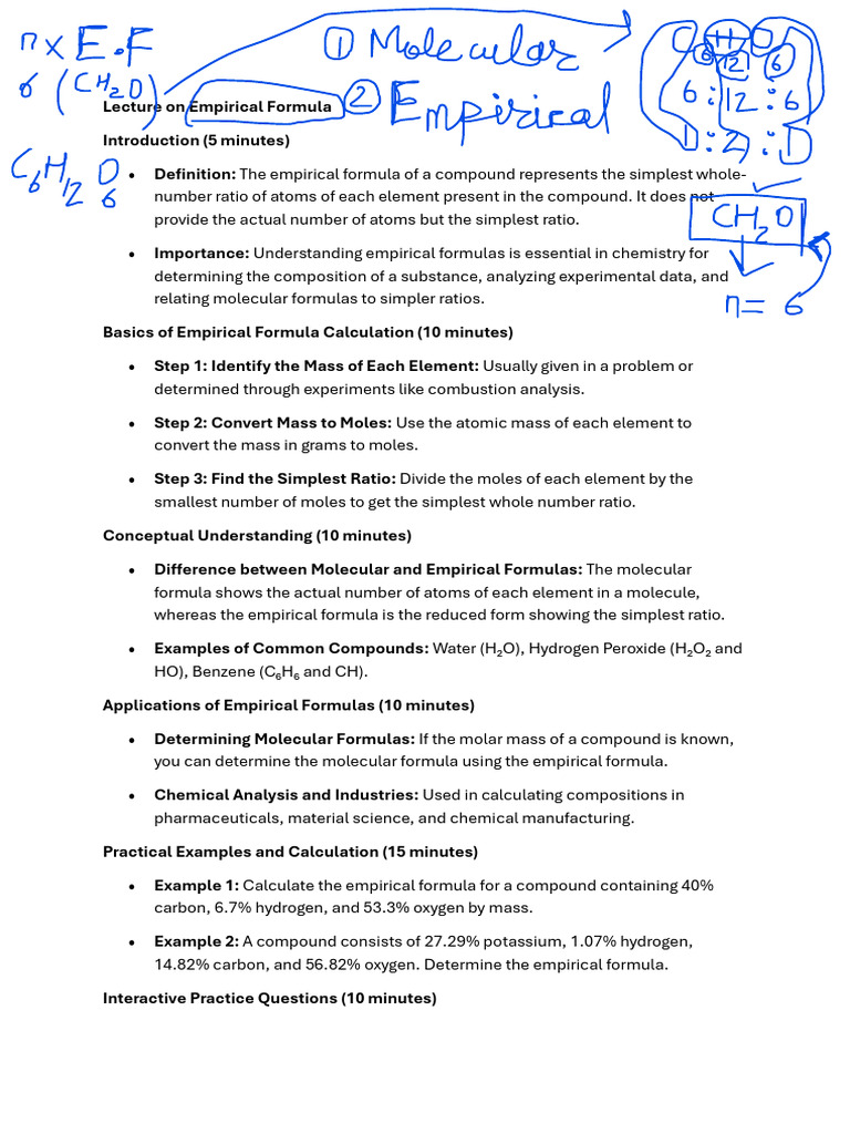 Empirical Formula | PDF | Molecules | Mole (Unit)