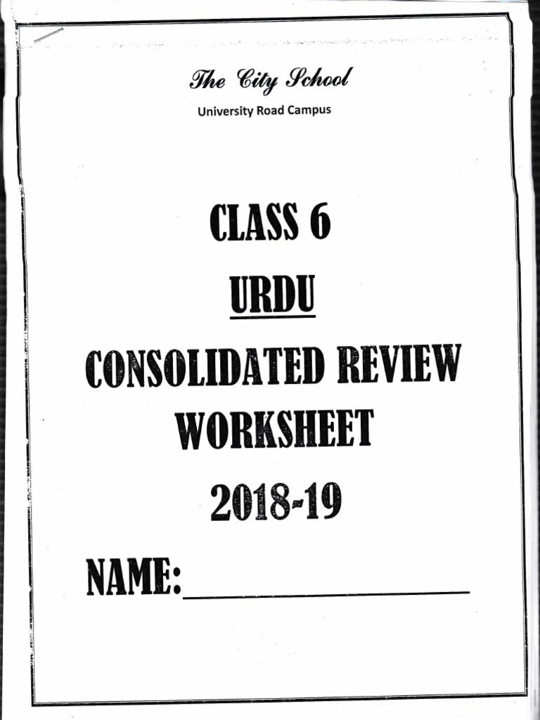 Class 6 Urdu Consolidated Review Worksheet | PDF