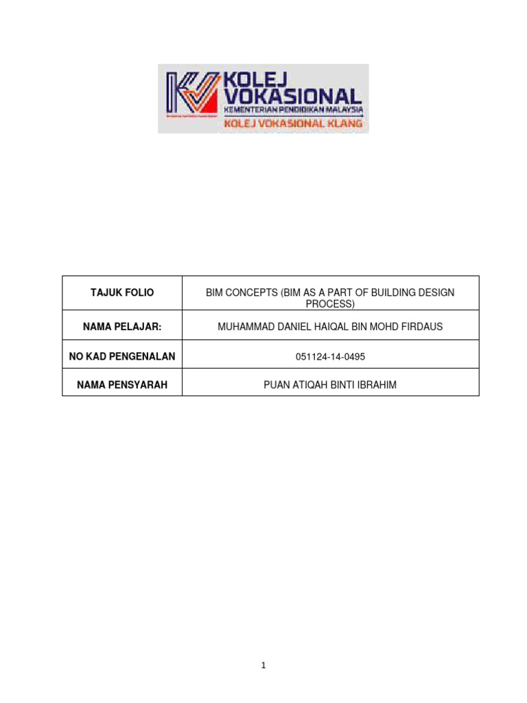 Tajuk Folio: Bim Concepts (Bim As A Part of Building Design Process ...