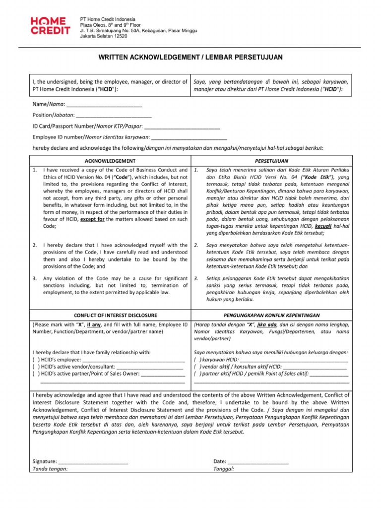 Annex 1 - LEG - A1 - Written Acknowledgement | PDF