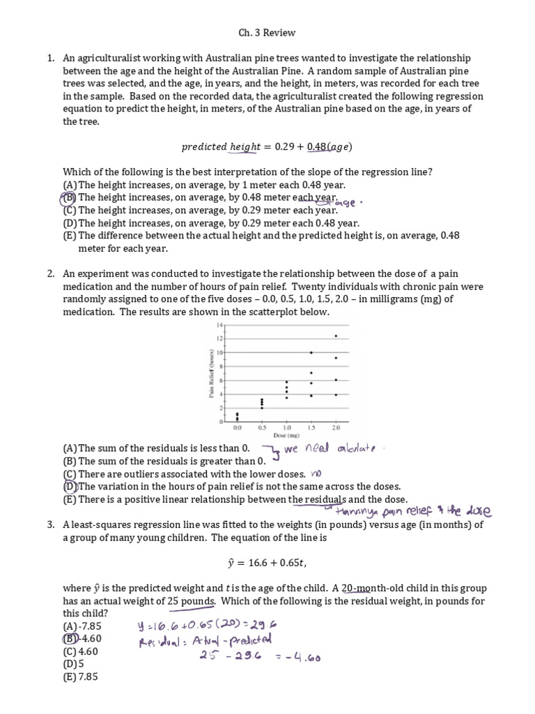 CH 3 Describing Relationship Review | PDF | Ordinary Least Squares ...