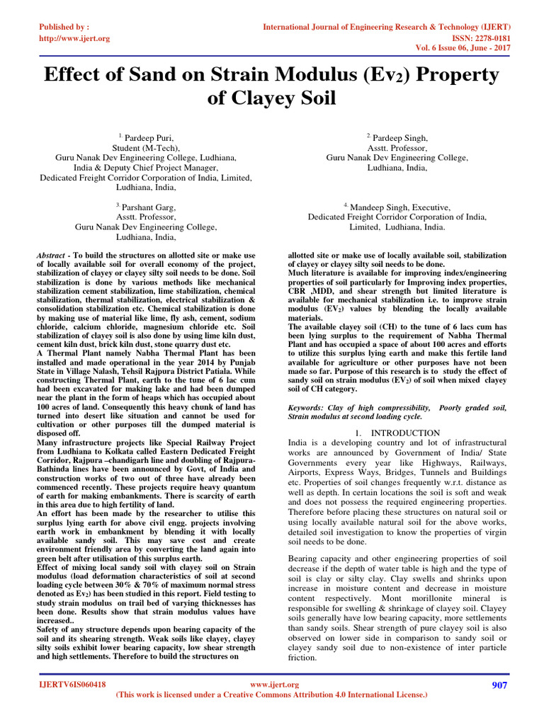 Effect of Sand On Strain Modulus Evsubstrong2strongsub Property of ...