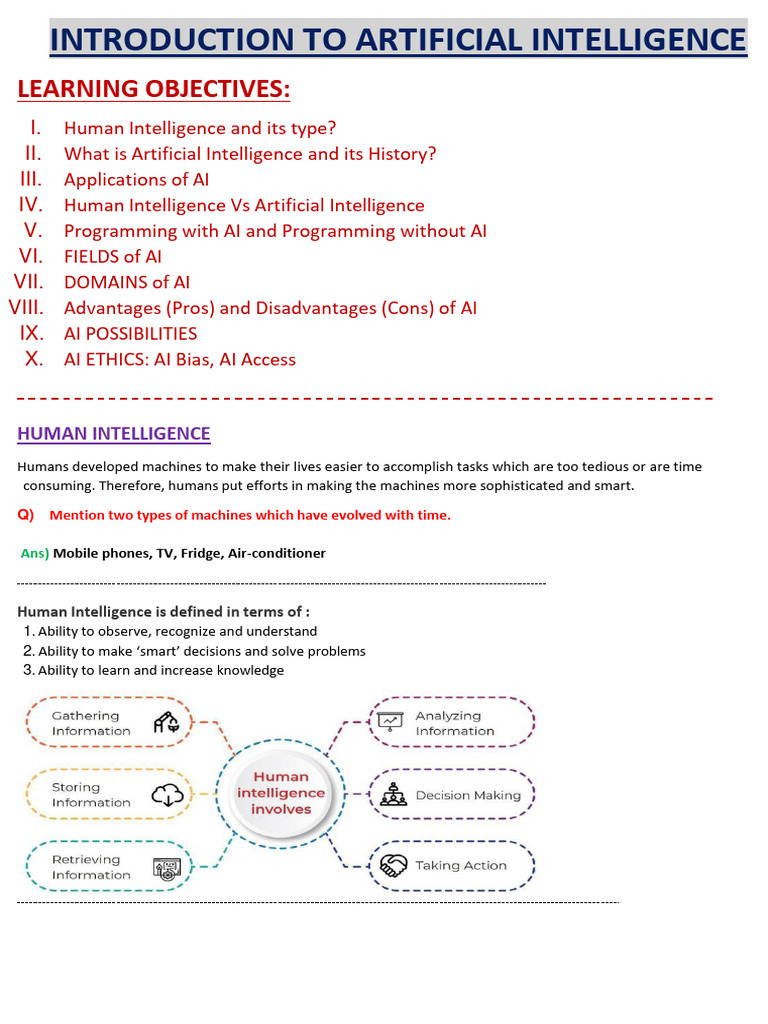 NOTES Unit-1 Class 10th Introduction To AI and 9th AI Reflection 2024 ...
