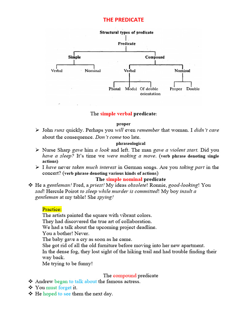 The Predicate | PDF | Verb