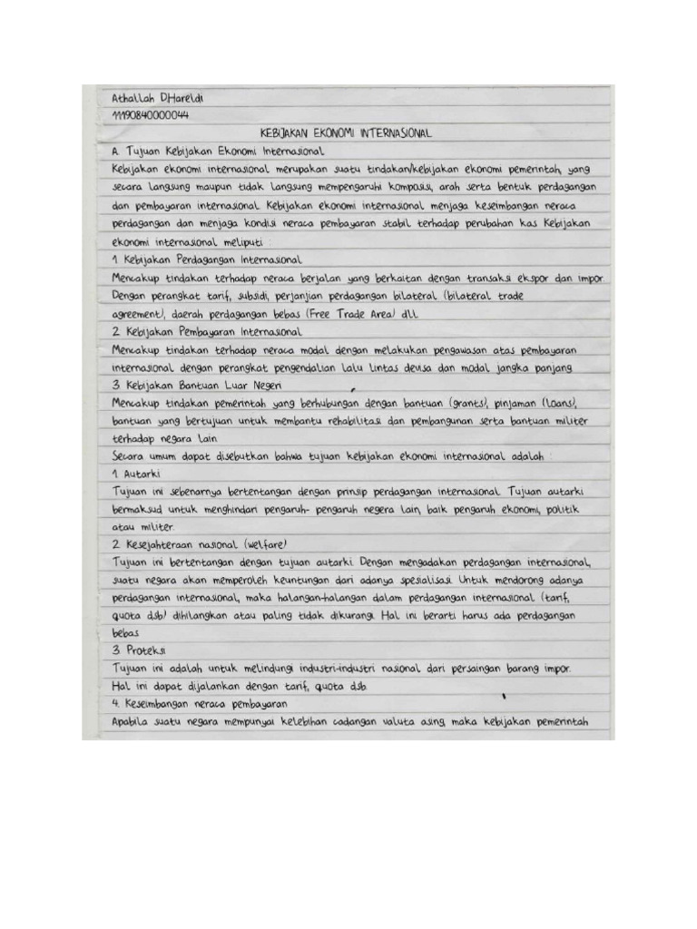 Athallah D.H-044 Kebijakan EKoInternasional | PDF