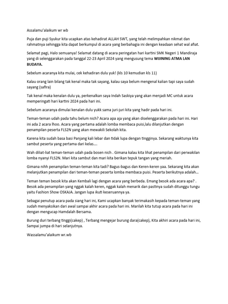 Teks MC Fashion Show | PDF | Seni