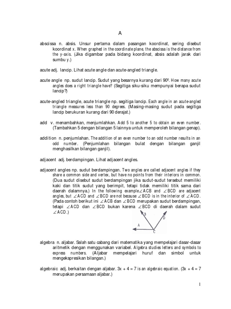 Istilah Matematika Dalam Bhs - Inggris | PDF