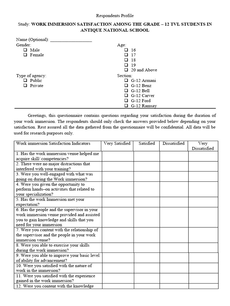 WIS Questionnare. Instrument FINAL | PDF | Questionnaire | Cognition