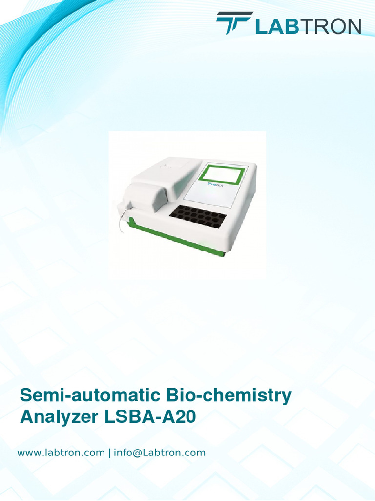 8.semi Automatic Bio Chemistry Analyzer LSBA A20 | PDF