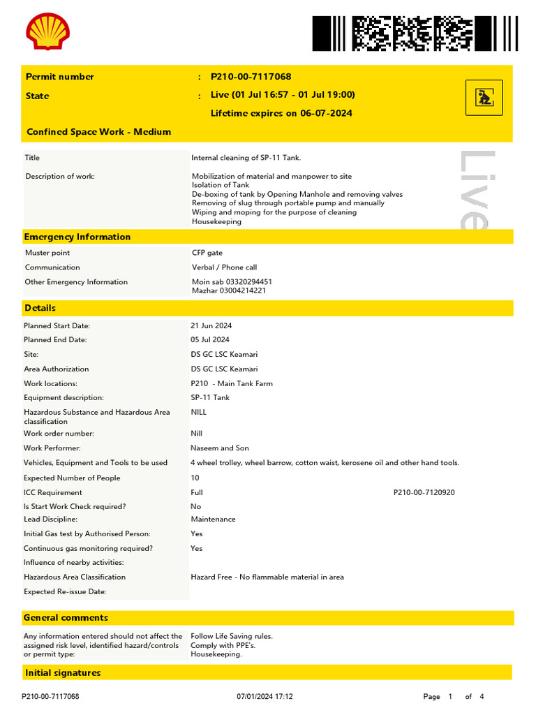 Permit Number P210-00-7117068 State Live (01 Jul 16:57 - 01 Jul 19:00 ...