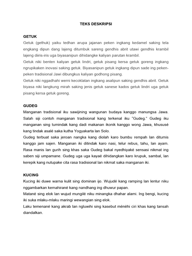 Teks Deskripsi Bahasa Jawa | PDF