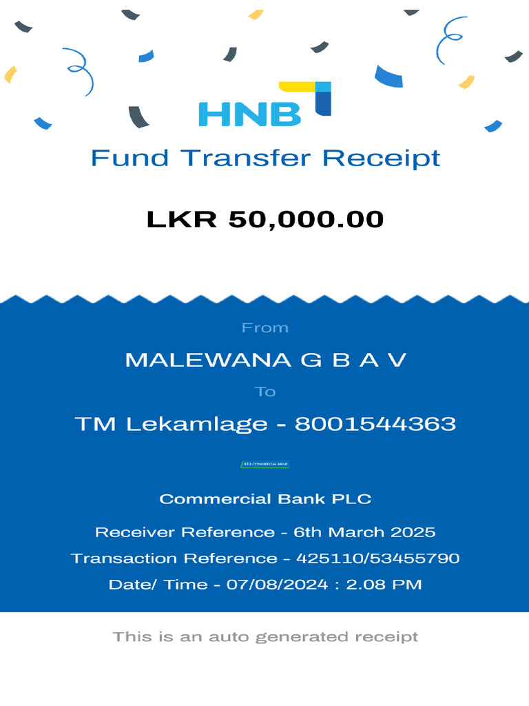 HNB DL Receipt 20240807 140840 | PDF