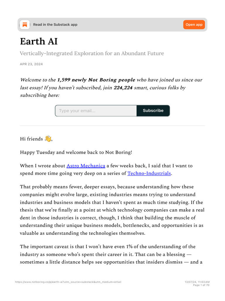 Earth AI - Not Boring by Packy McCormick | PDF | Mining | Ore