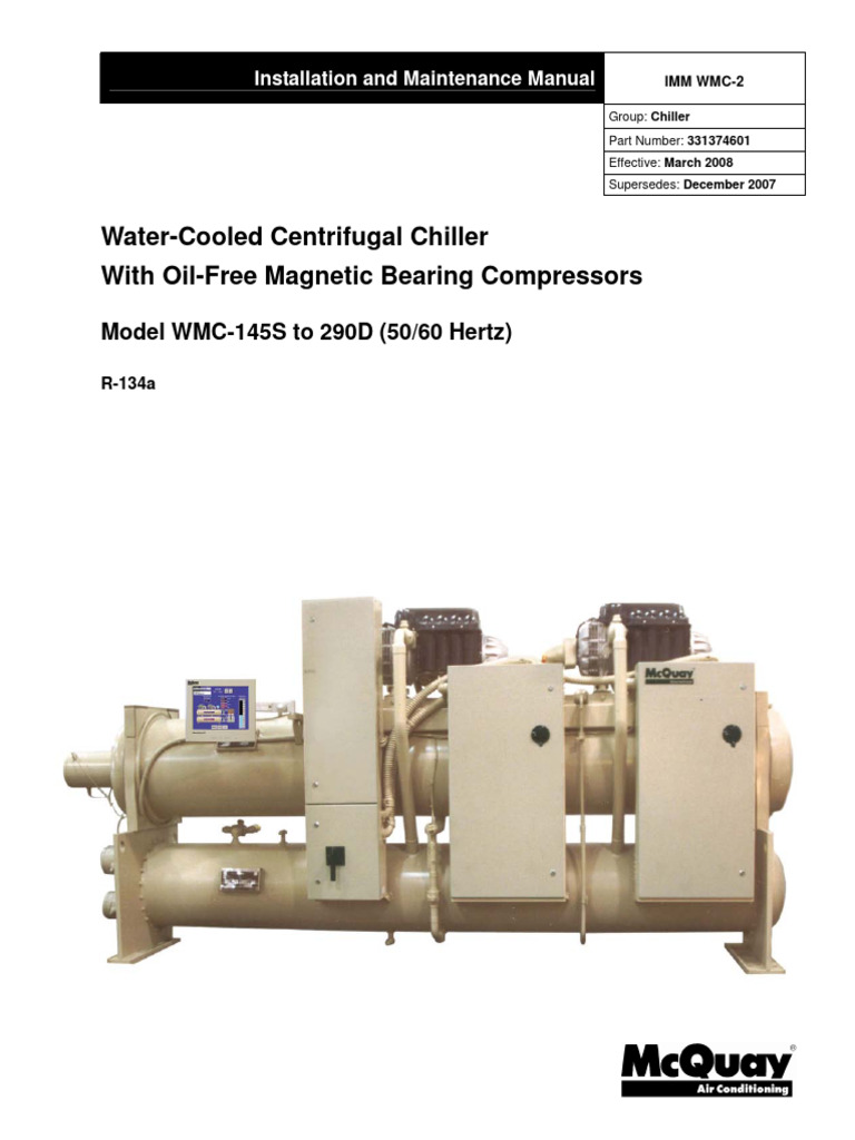 Centrifugal Chiller McQuay WMC Installation Manual | PDF | Mechanical ...